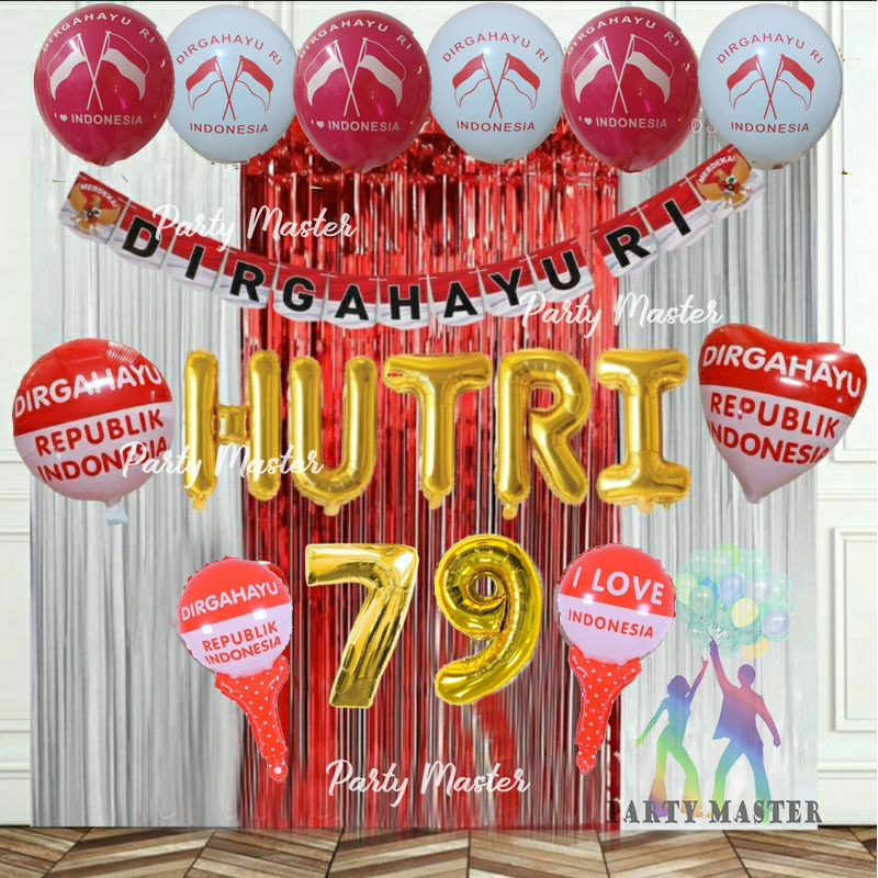 Jual Paket Dekorasi Balon HUT RI 79 Banner Dirgahayu RI Tirai Foil ...