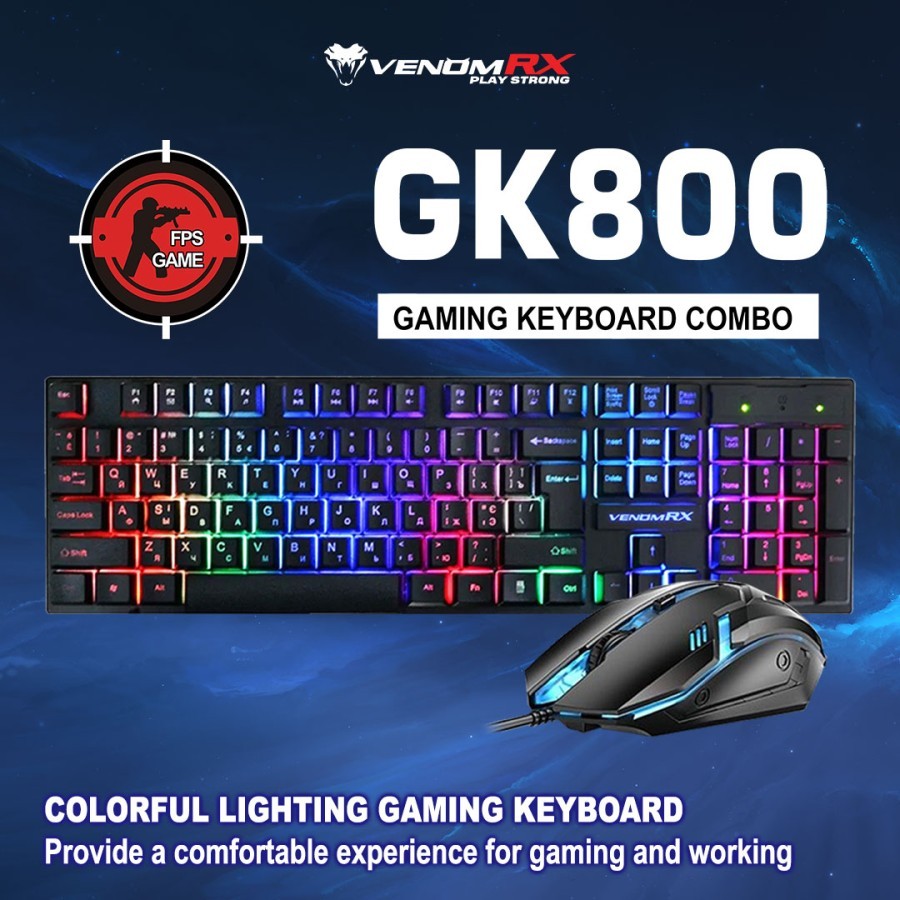 Jual VenomRX GK800 Keyboard Combo Gaming - Gatotkaca Electronics ...
