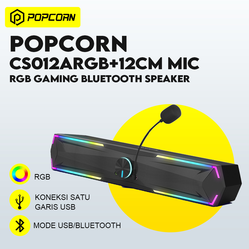 Jual POPCORN Soundbar CS012ARGB RGB Desktop 2.0 Channel Gaming Computer ...
