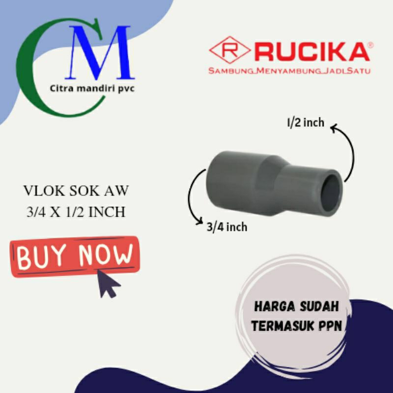 Jual Reduser socket AW 3/4 x 1/2 Inch Rucika - sok sock AW | Shopee ...