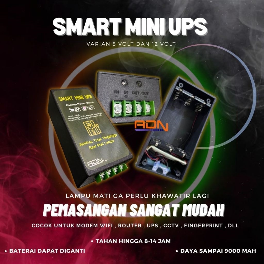 Jual ADN SMART Mini Ups 12V 5V Anti Mati lampu POWER BACKUP Router Wifi Modem Camera sidik jari ...