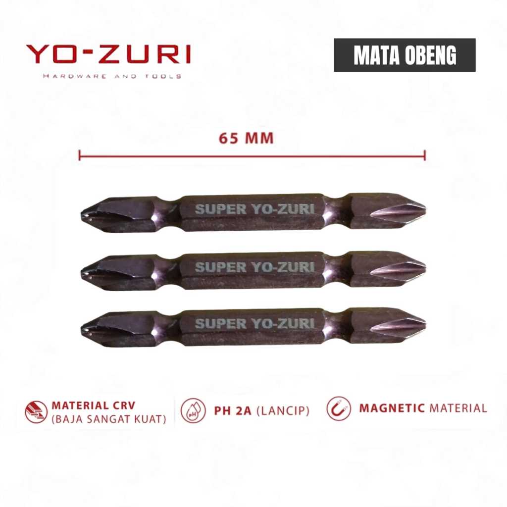 Jual OBENG Mata Obeng Magnet Gypsum PH2X65MM Super Yozuri Hitam *1pcs ...