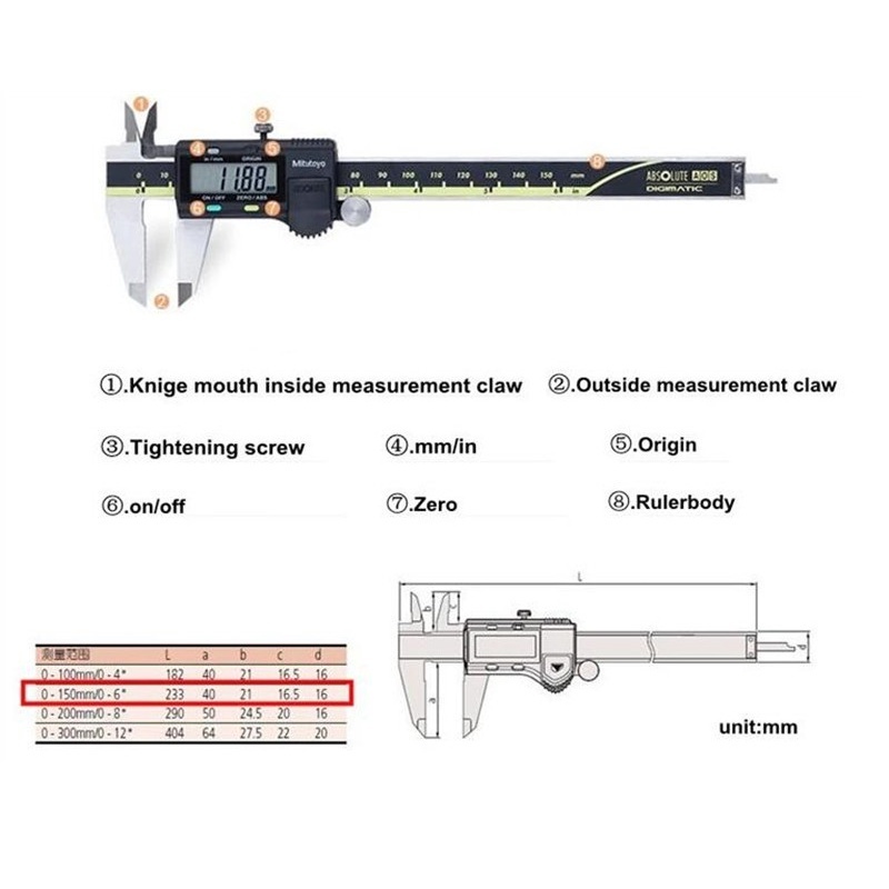 Jual Mitutoyo Digital Caliper Presisi Tinggi Stainless Steel Vernier ...
