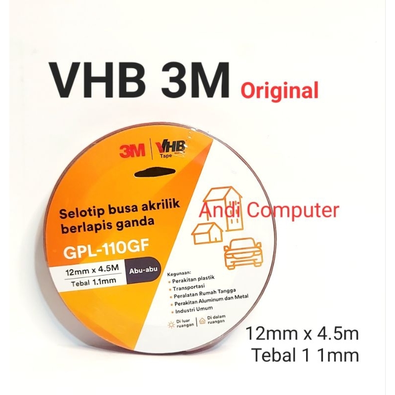 Jual VHB Tape 3M VHB FOAM Ukuran 12mm x 4,5m ORIGINAL | Shopee Indonesia
