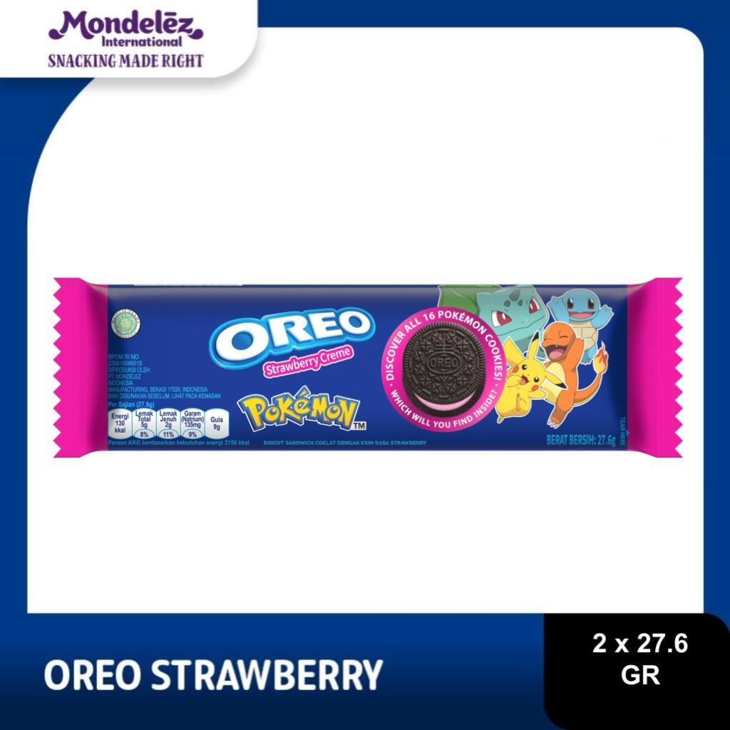Jual Oreo Biskuit Strawberry Cream Pcs 27.6g Untuk Snack Anak dan ...