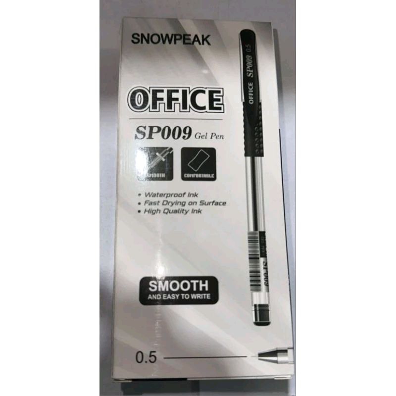 Jual BOLPEN / PEN / BALLPOINT GEL SP009 HITAM SNOWPEAK UNTUK KANTOR,SEKOLAH,DLL ( 1 PAK ISI 12 ...
