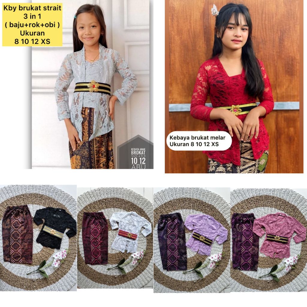 Jual Kebaya Anak Perempuan Modern Set Kebaya Anak TK SD SMP Setelan Kebaya Kutubaru Anak Cewek ...