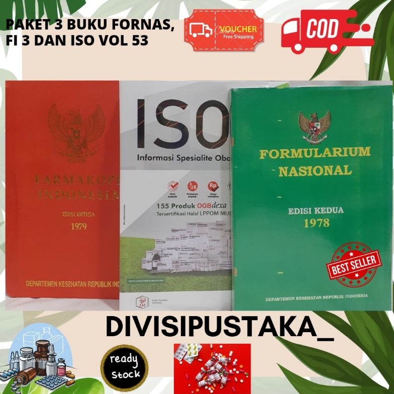 Jual KODE L16Y Paket 3 Buku Farmasi Farmakope Indonesia Edisi 3 ISO Vol 53 Tahun 221 dan ...