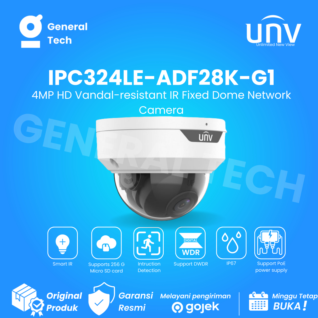 Jual Uniview IPC324LE-ADF28K-G1 4MP Handal-resistant IR Fixed Dome Network Camera | Shopee Indonesia