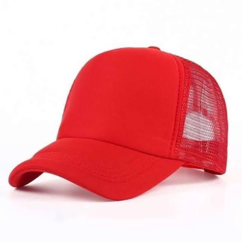 Jual topi polos jala merah putih trucker jaring cewek cowok | Shopee ...