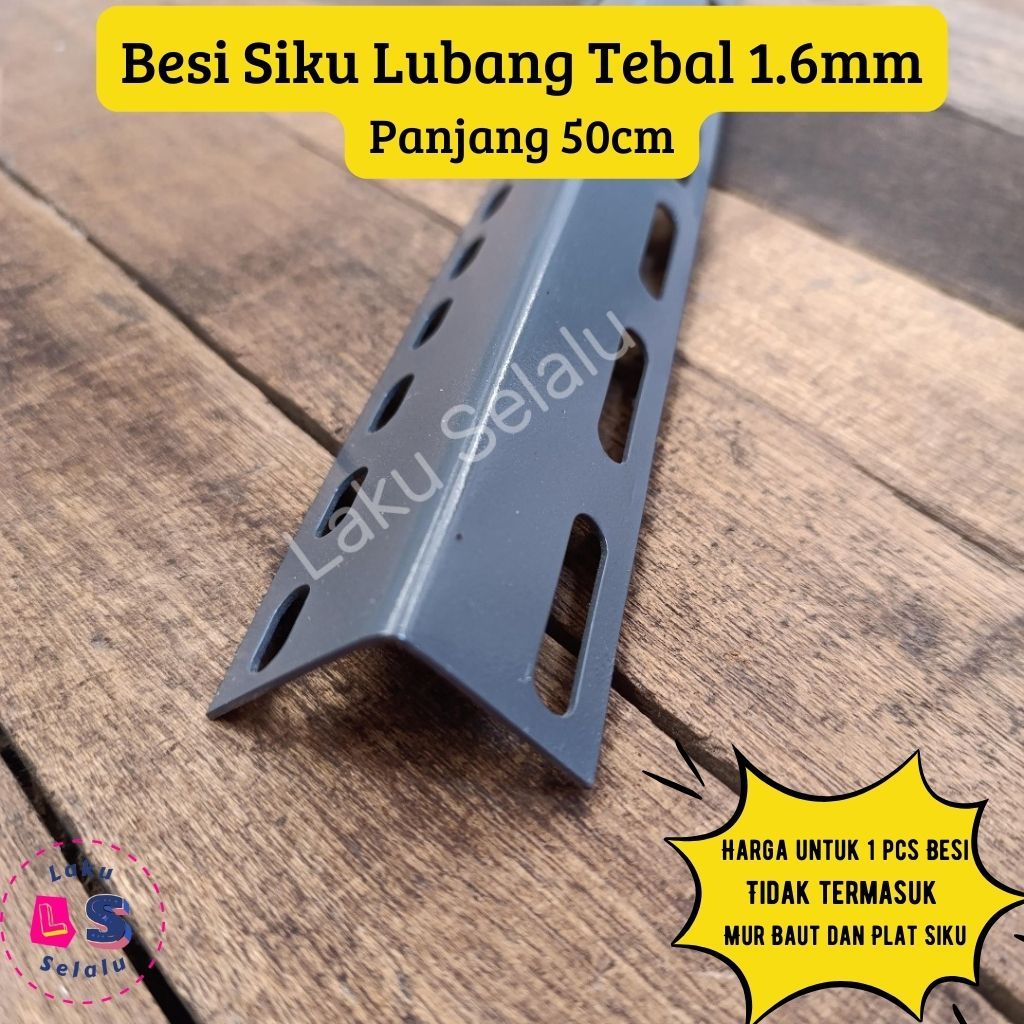 Jual BESI SIKU LUBANG TEBAL 1.6mm BESI SIKU RAK WARNA ABU-ABU UKURAN 50cm | BESI SIKU BOLONG 50 ...