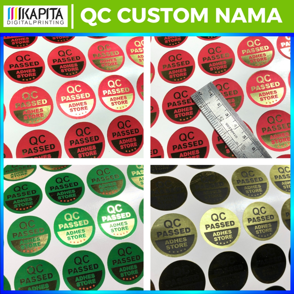 Jual 120pcs) Stiker Qc Gold Custom nama Sticker Qc Passed Stiker Segel ...