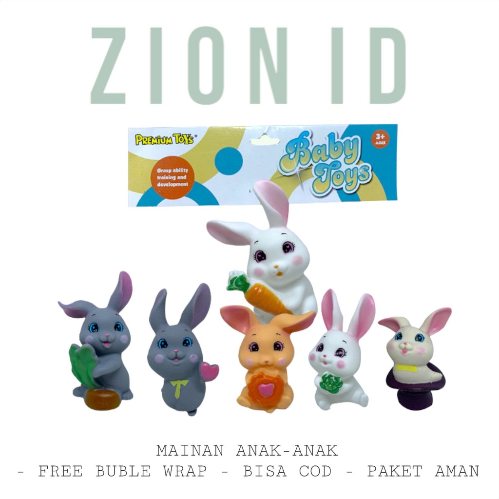 Jual Mainan anak kelinci cit cit Miniatur kelinci hiasan kue set isi ...
