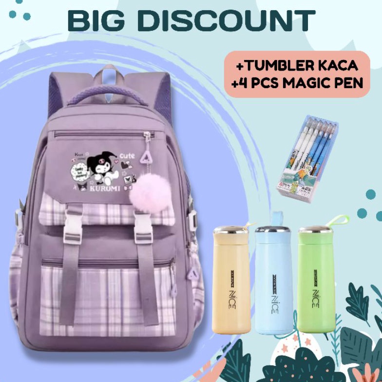 Jual Kode H9o Tas Ransel Anak Sekolah Karakter Kuromi Sd Smp Sma Murah