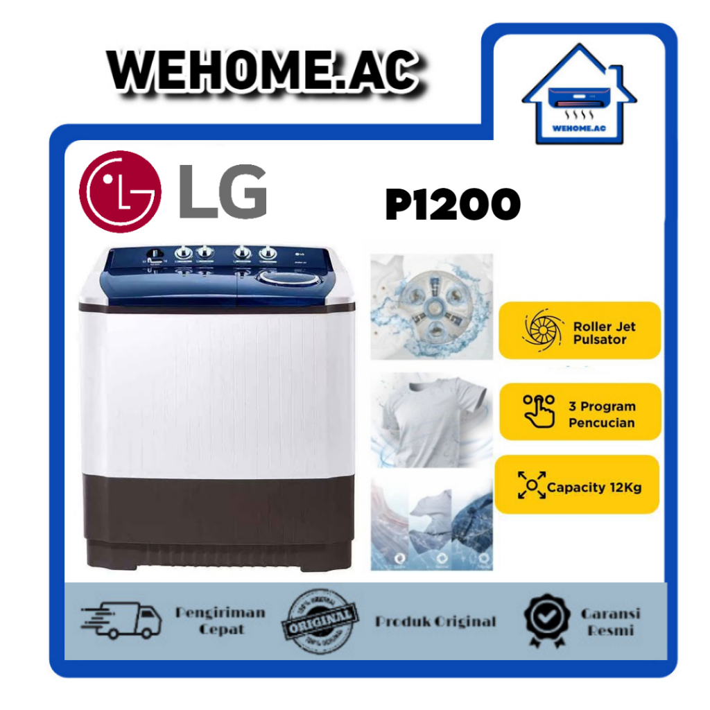 Jual Mesin Cuci LG 2 Tabung P1200RT Mesin Cuci 2 Tabung LG 12 KG Mesin ...