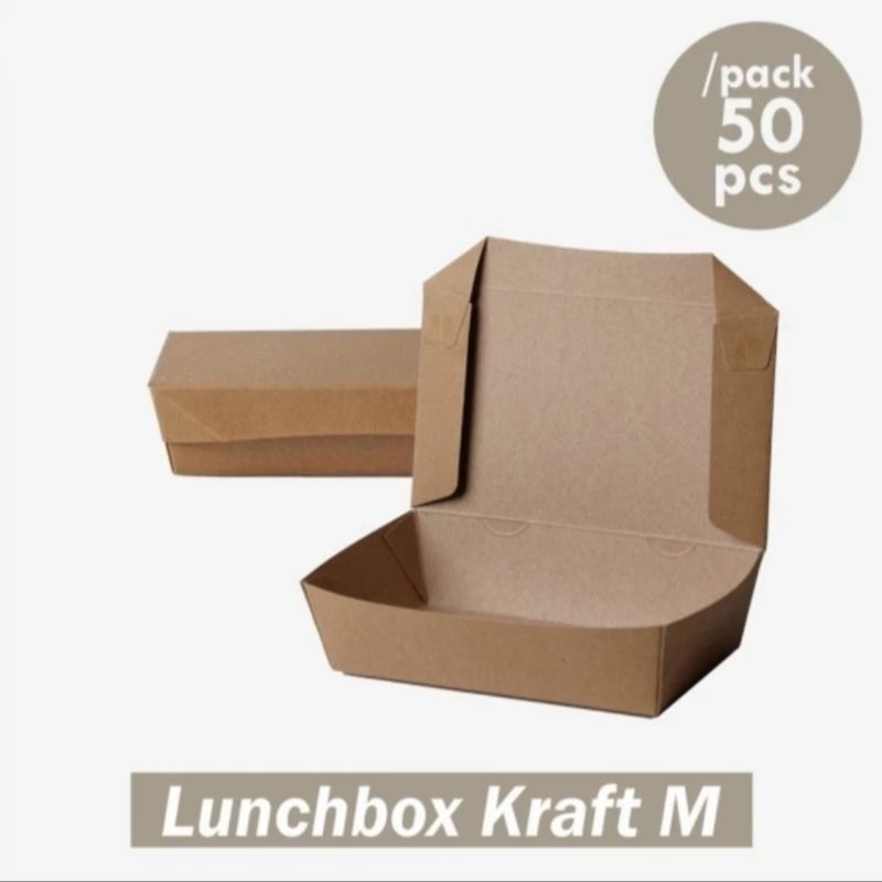 Jual lunch box kertas Kraft polos bahan lapisan laminasi isi 10 lembar ...
