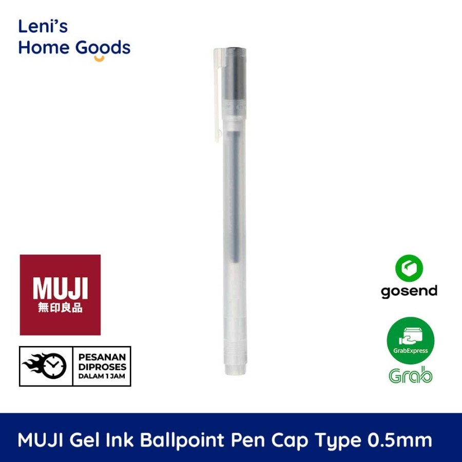 Jual MUJI Gel Ink Ballpoint Pen Cap Type 0.5mm BLACK | Shopee Indonesia