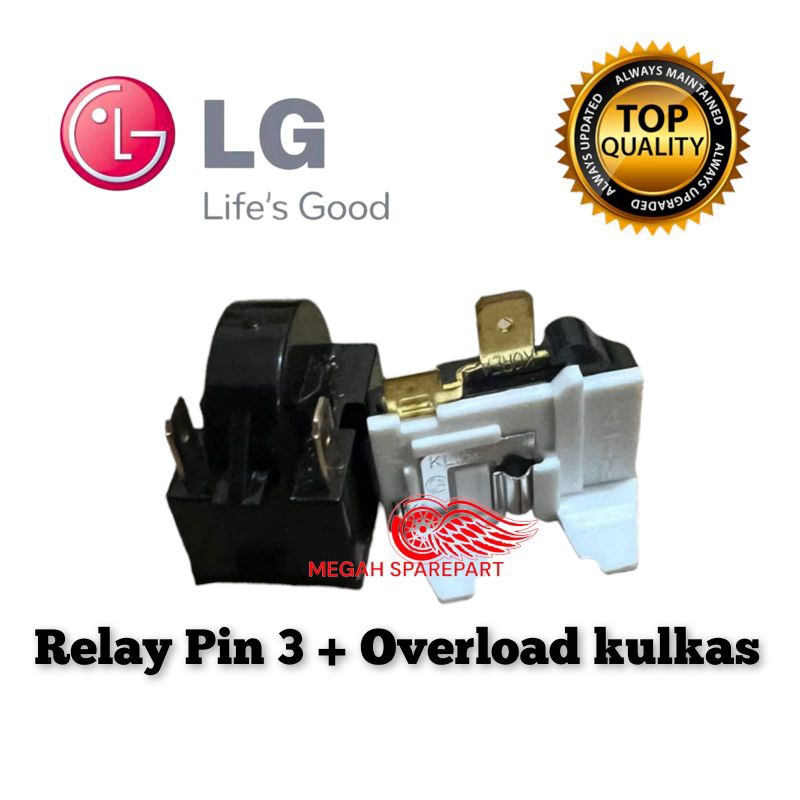 Jual RELAY 2 PIN + PTC OVERLOAD KULKAS LG 1/2 PINTU | Shopee Indonesia