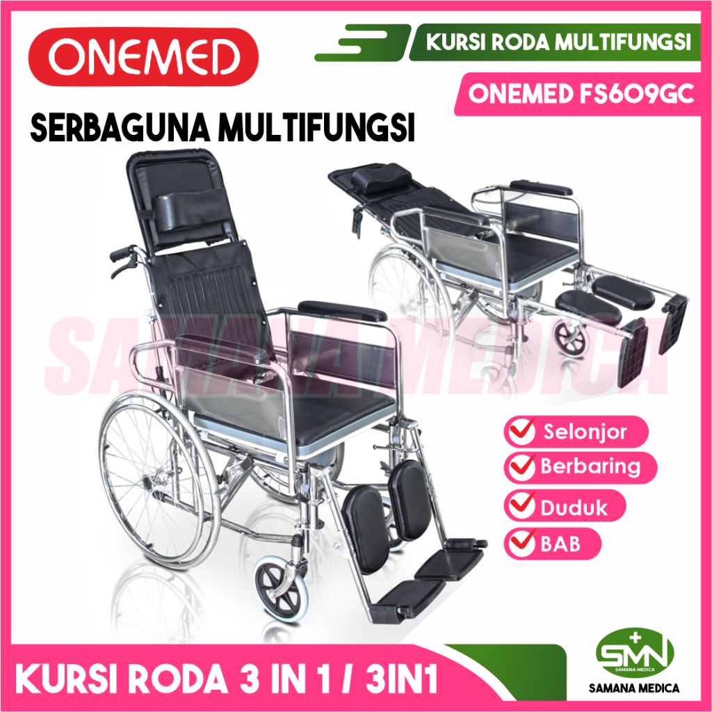 Jual Kursi roda ONEMED FS609GC Kursi Roda 3 in 1 / 3in1 Serbaguna ...