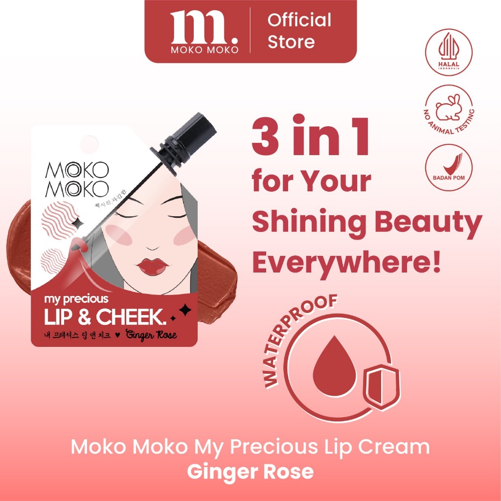 Jual Moko Moko My Precious Lip & Cheek, Ginger Rose - Lipstick Minimalis 3in1 Multifungsi untuk ...