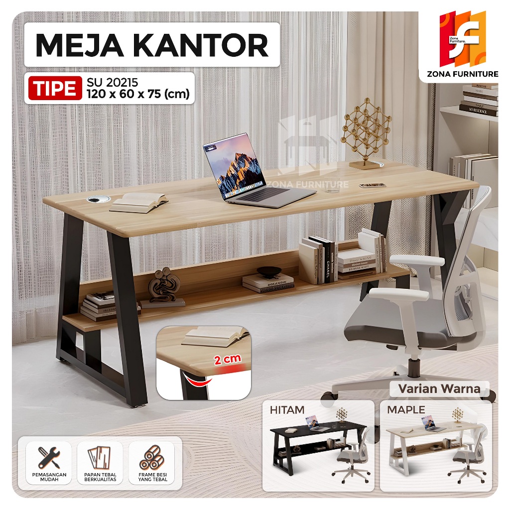 Jual MEJA KANTOR/MEJA KERJA/MEJA TULIS/MEJA BELAJAR 120cm x 60cm x 75cm - SU20215B | Shopee ...