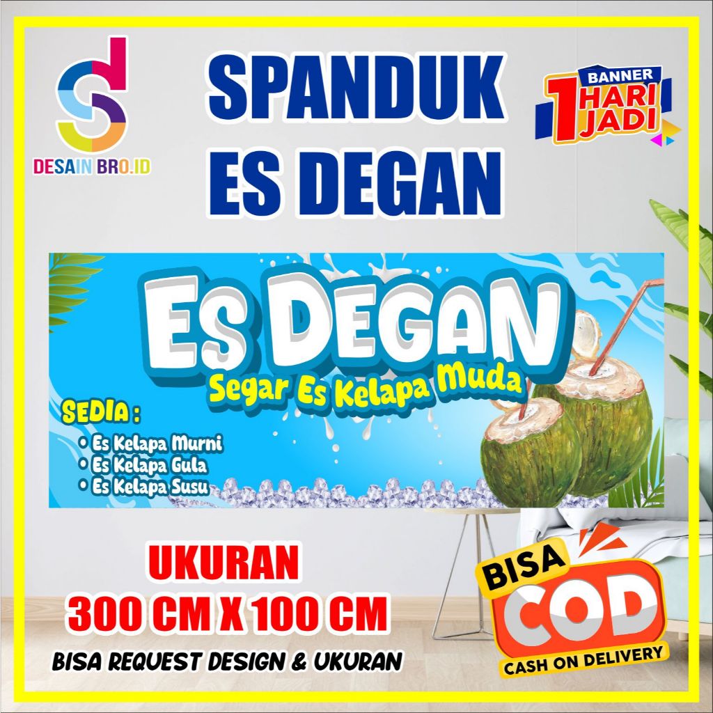 Jual SPANDUK/BANNER ES DEGAN UKURAN 300X100 ( BISA CUSTOM ) | Shopee ...