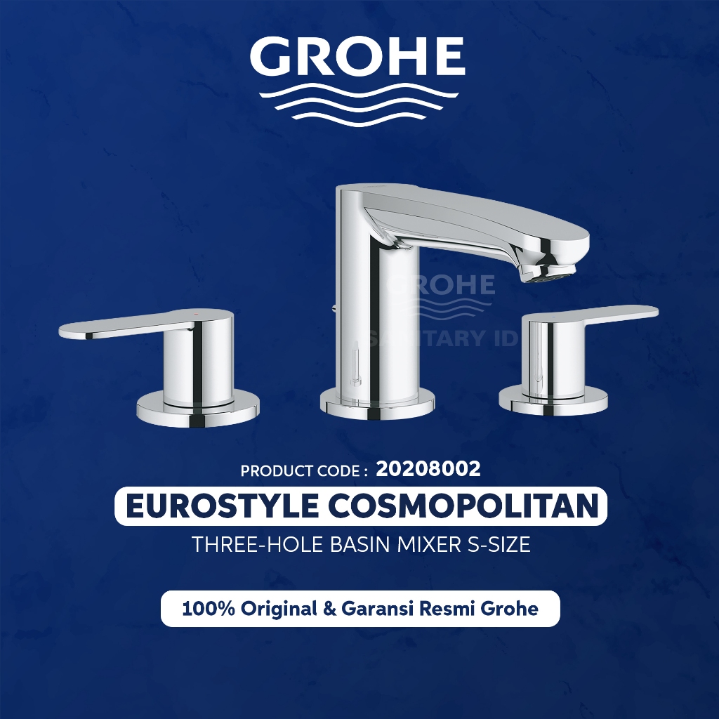 Jual GROHE 20208002 - Keran Kran Wastafel Eurostyle Cosmo Basin 3-Hole ...