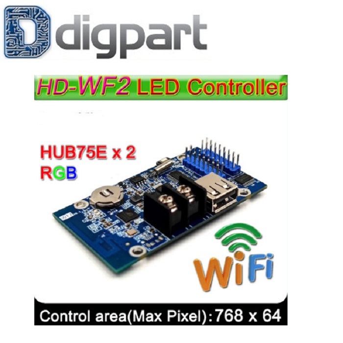 Jual Controller Huidu HD-WF2 Wifi USB RGB Full Color Running Text ...