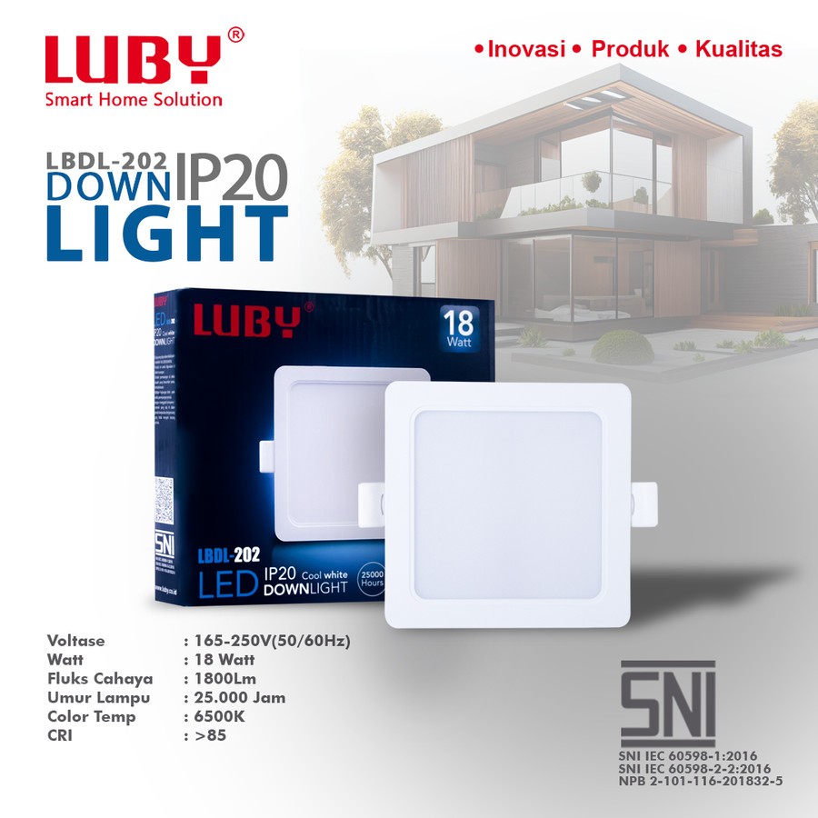Jual Downlight Luby tipe LBDL-202 IP20 18 Watt (persegi) LED SLIM HIGHT ...