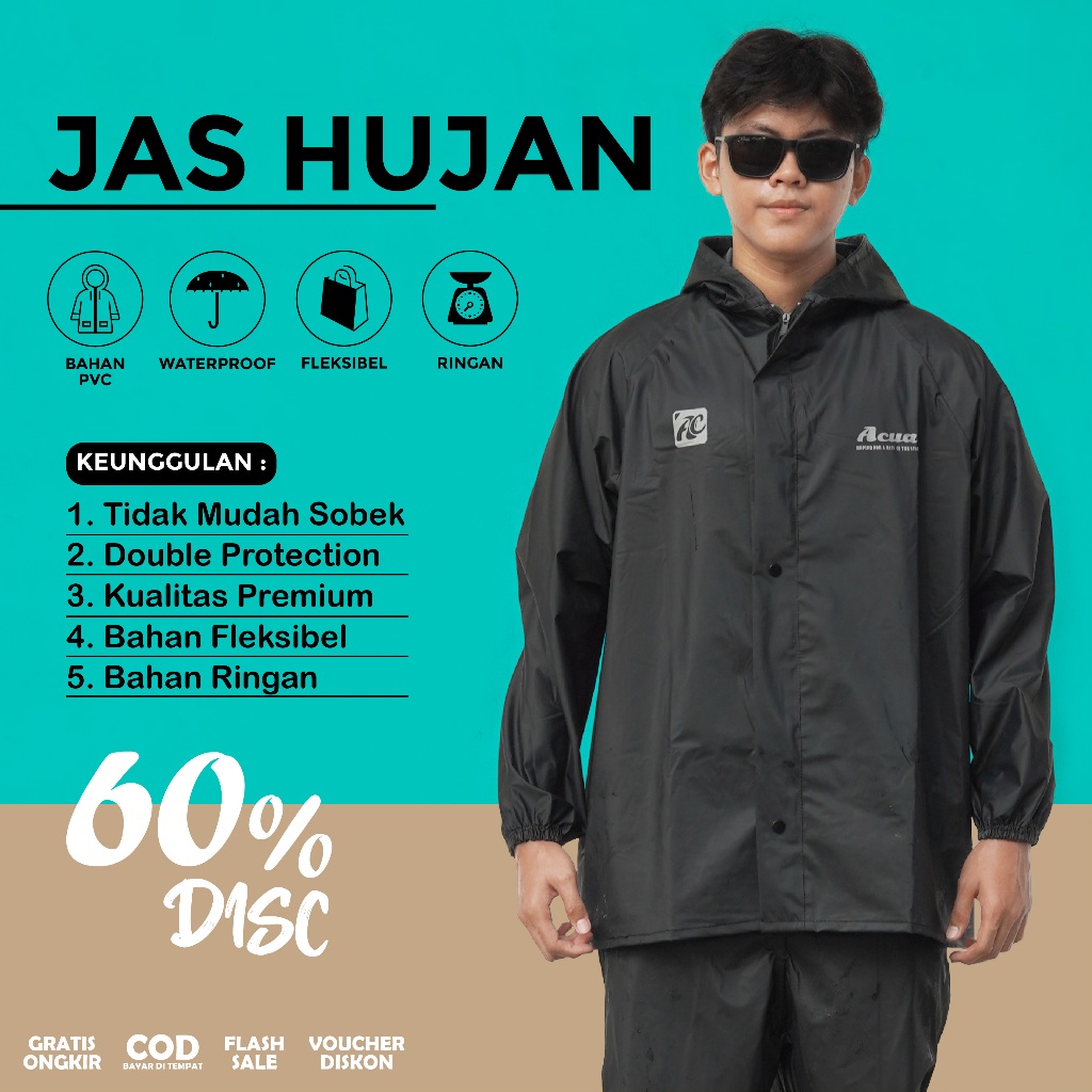 Jual jas hujan pria wanita setelan dewasa mantel hujan wanita pria ujan jas hujan tebal rain ...