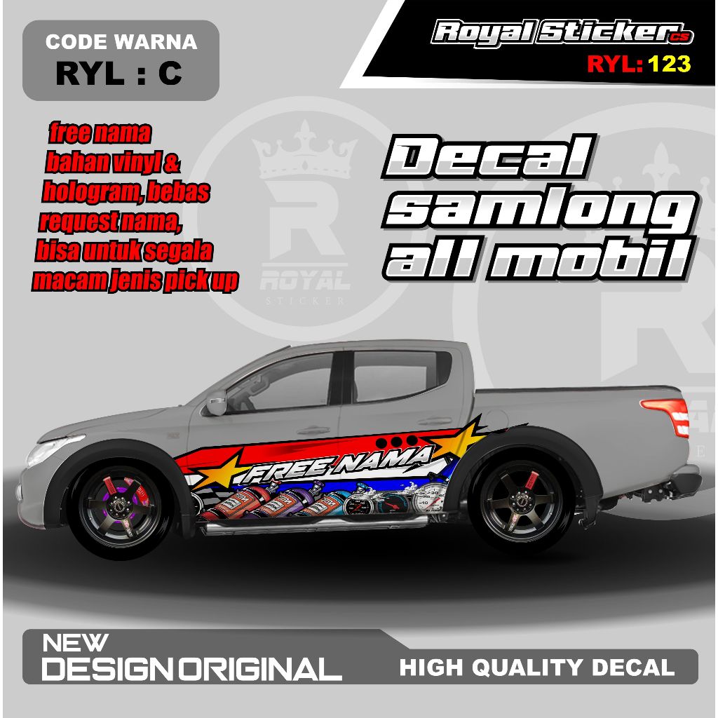 Jual RYL123-STIKER DECAL MOBIL HILUX DOBLE CABIN SIAP PAKAI SEMUA JENIS ...