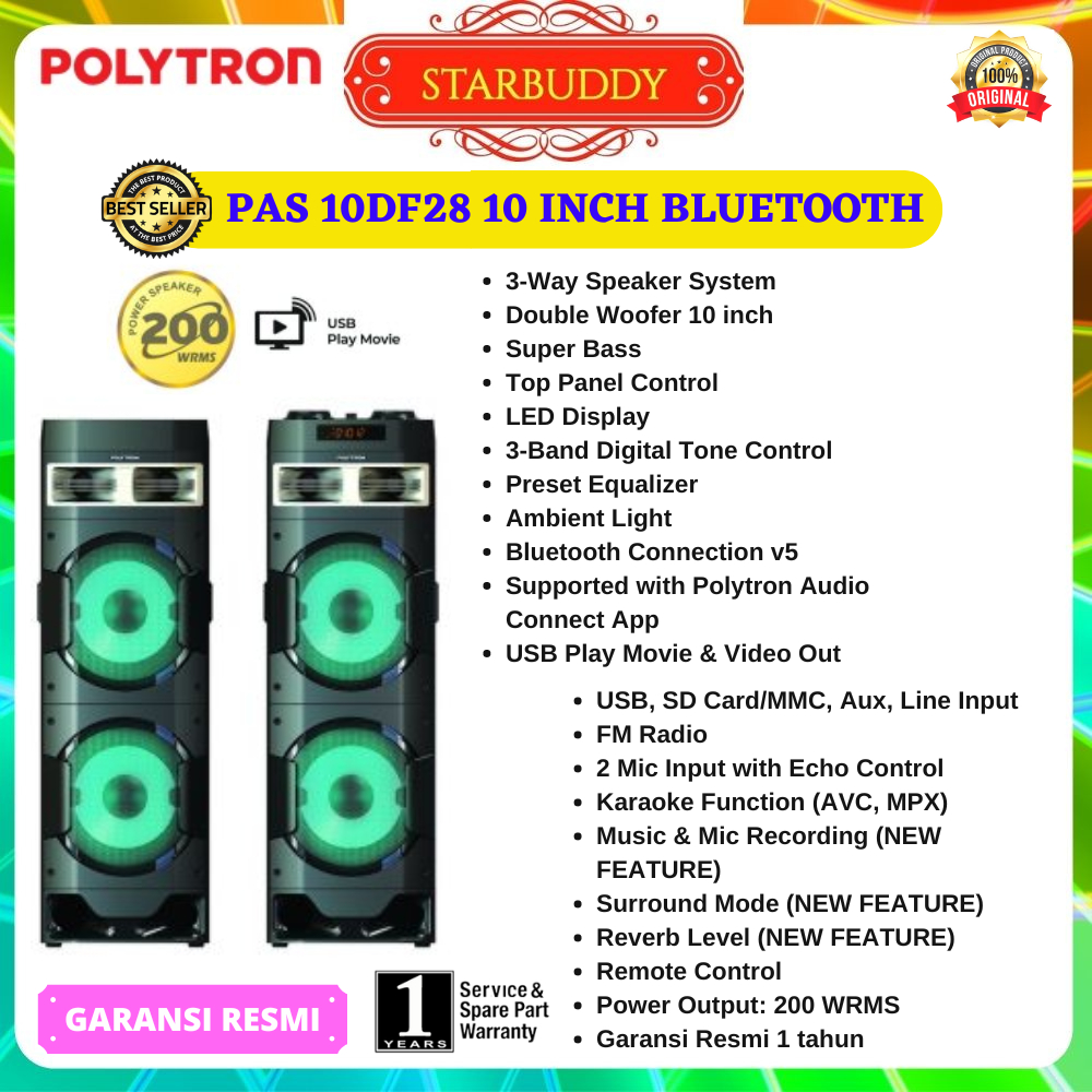 Jual POLYTRON PAS 10DF28 PAS10DF28 SPEAKER AUDIO BLUETOOTH KARAOKE ...