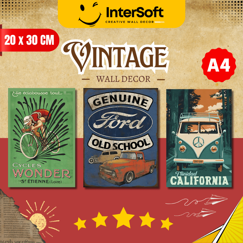 Jual Wall Decor (A4) Desain Vintage Hiasan Dinding Poster Kayu MDF ...