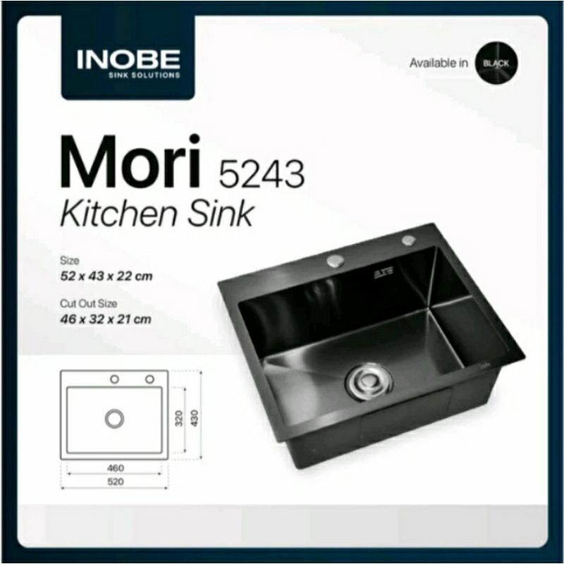 Jual INOBE - Kitchen Sink Bak Cuci Piring Premium Stainless 5243 Hitam | Shopee Indonesia