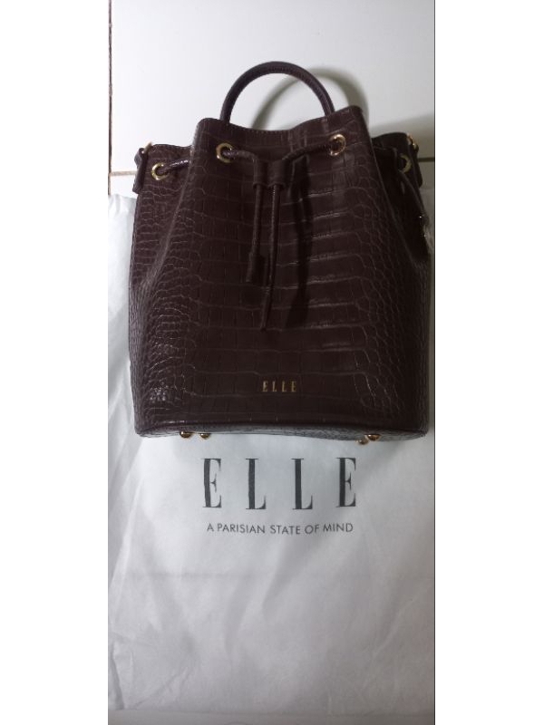 Jual Tas Sling Bag/Ransel Serut Fashion ELLE Original (Warna Chocolate ...