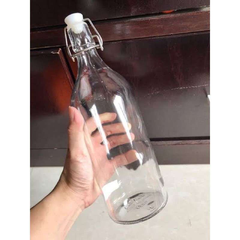 Jual Botol Kaca Tutup Swing 1L BULAT/ Botol Swing Kombucha Minuman ...