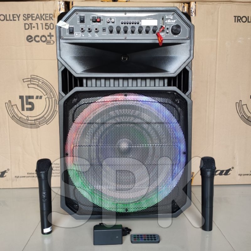 Jual Speaker Portable DAT DT 1150 Eco 15 inch 2 Mic Wireless | Shopee ...