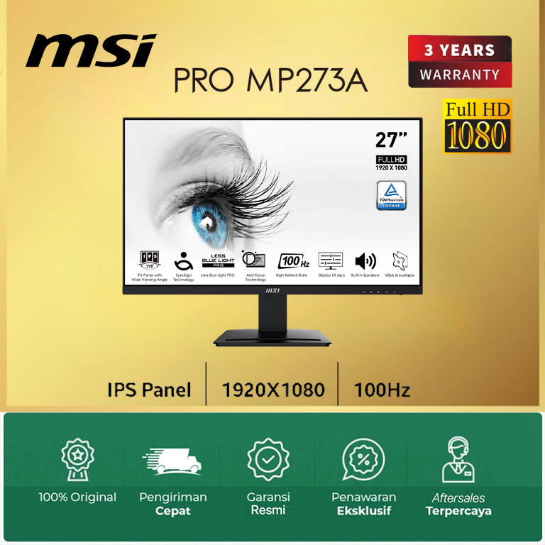Jual Monitor LED MSI PRO MP273A Business Productivitiy - Full HD 100Hz 27" Inch | Shopee Indonesia