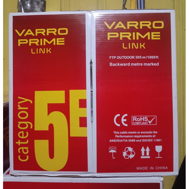 Jual Kabel Lan Varro FTP CAT 5E Double Jacket Outdoor 305M | Shopee ...