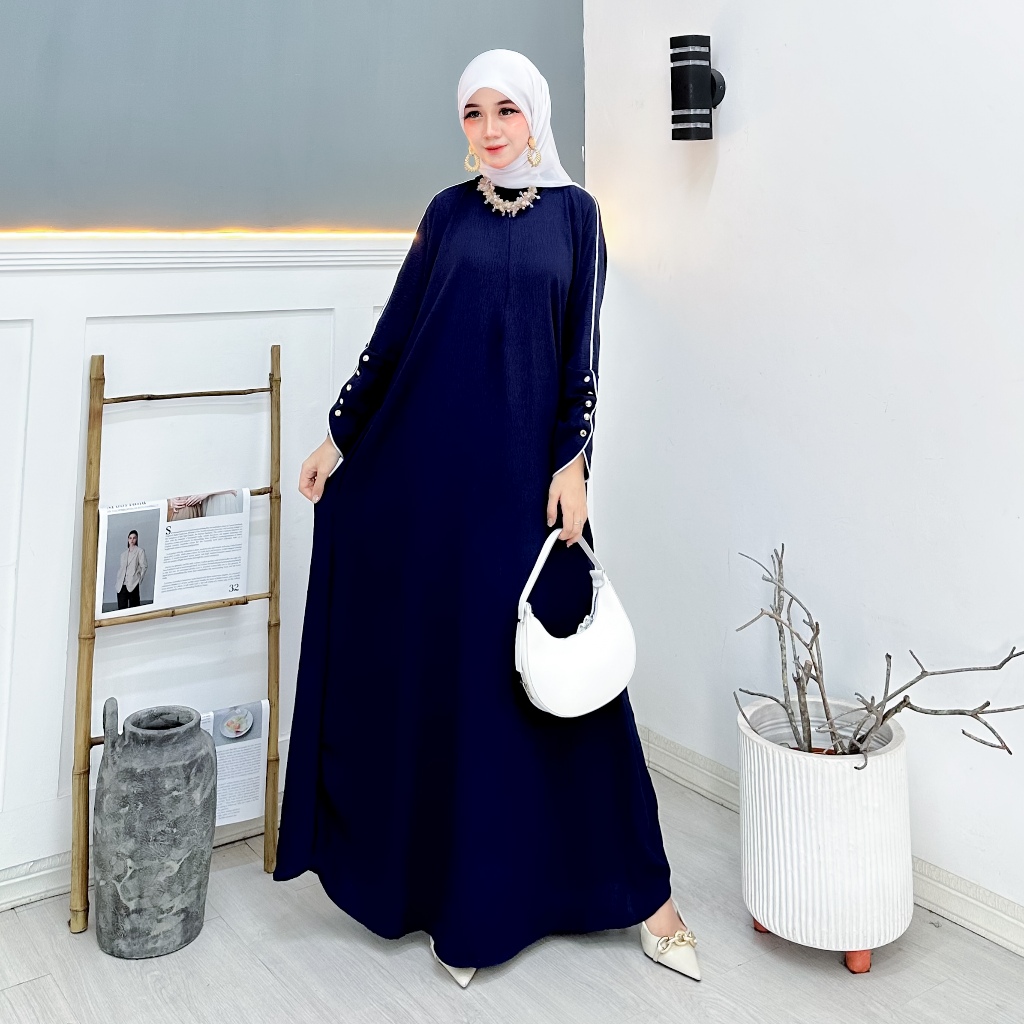 Jual (FREE HIJAB VOAL SEGI EMPAT)Mecca Daily Abaya Wanita Dress Gamis Batwing Oversize Bahan ...