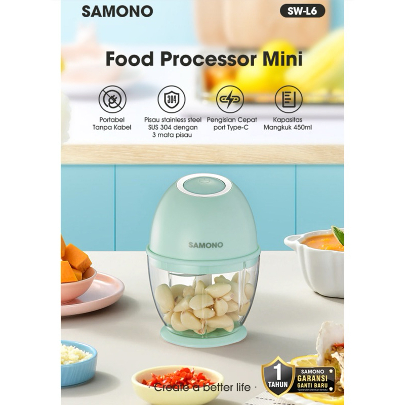Jual SAMONO Mini Chopper Blender Portable Gilingan Mini Bumbu Daging SW ...