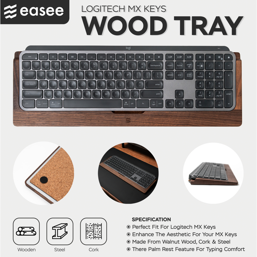 Jual easee Wooden Tray Logitech MX Keys Keyboard Palm Rest | Shopee ...
