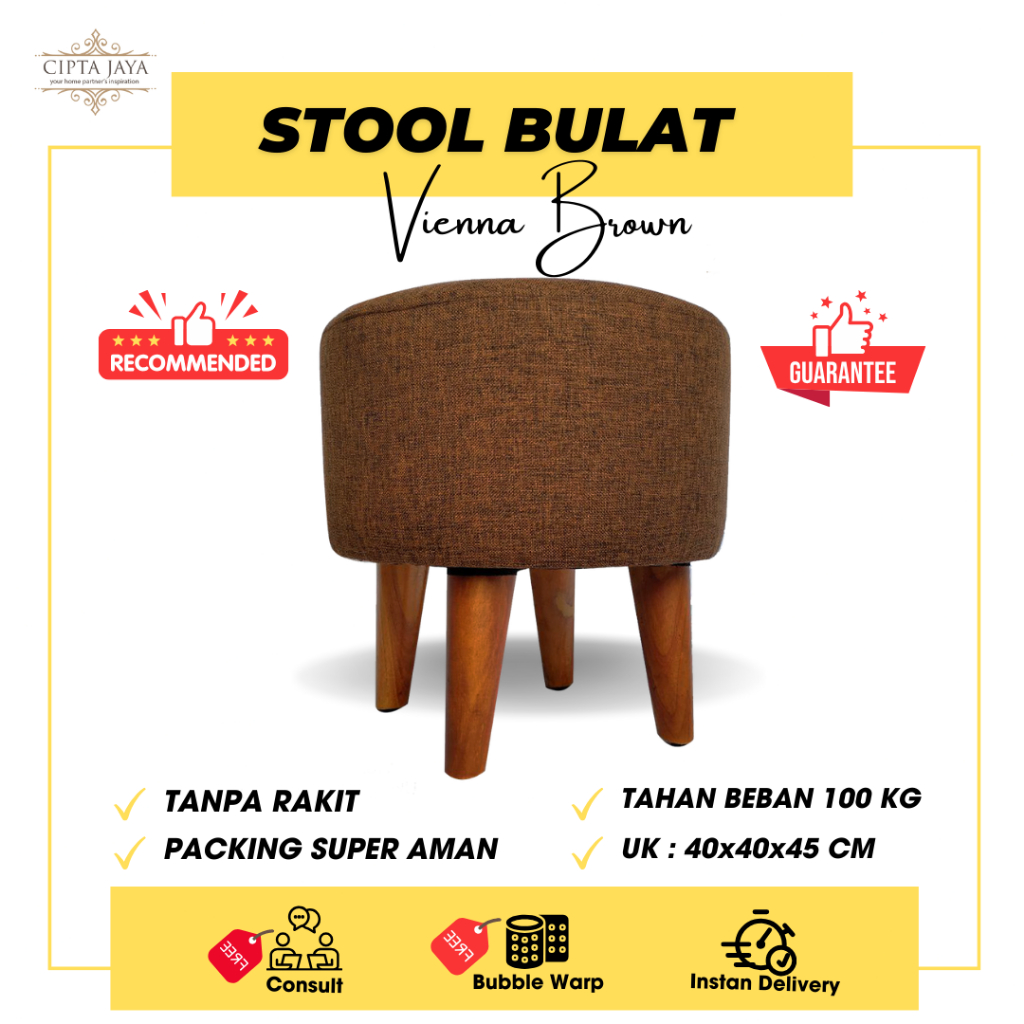 Jual PROMO Cipta Jaya - Stool Kursi Sofa Puff Bulat Stool Murah 40cm x ...