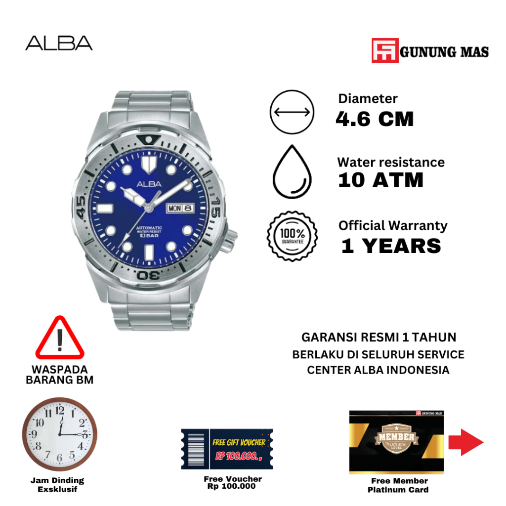 Jual ALBA AUTOMATIC AL4373 Jam Tangan Pria 100% Original | Shopee Indonesia