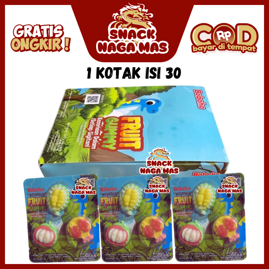Jual BOBOHO FRUIT GUMMY PERMEN LUNAK JELI ANEKA RASA [1 BOX ISI 30 ...