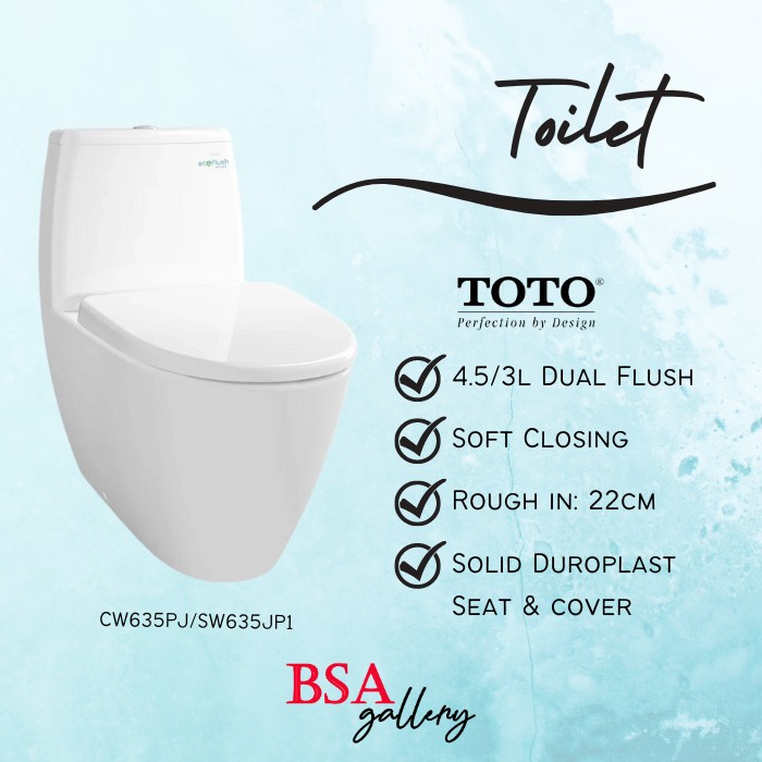 Jual KLOSET DUDUK TOTO CW635PJ / KLOSET TOTO CW 635 PJ DUAL FLUSH SOFT CLOSING S-TRAP | Shopee ...