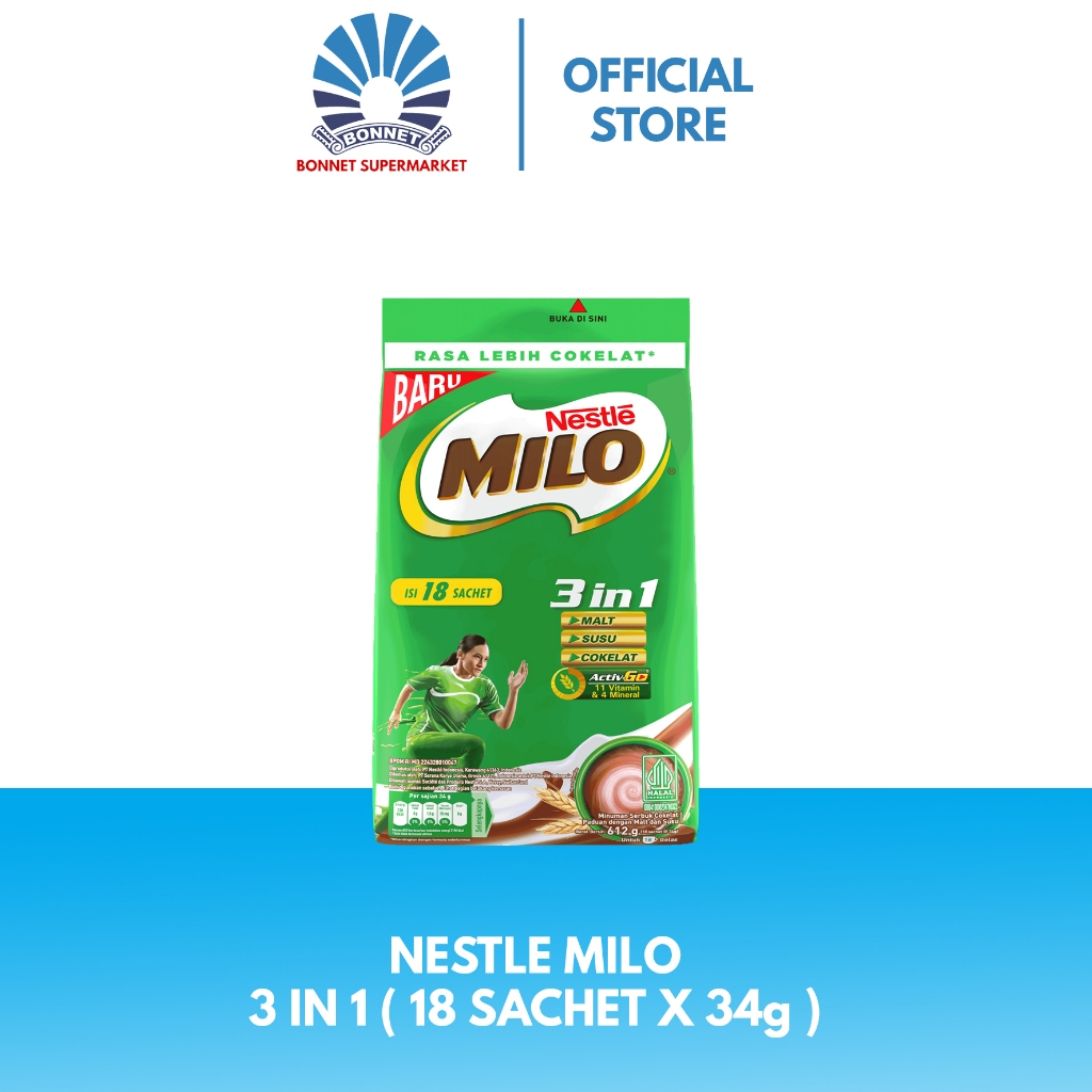 Jual Nestle Milo 3in1 Active Go 18 Sachet x 34g 8992696524323 | Shopee ...