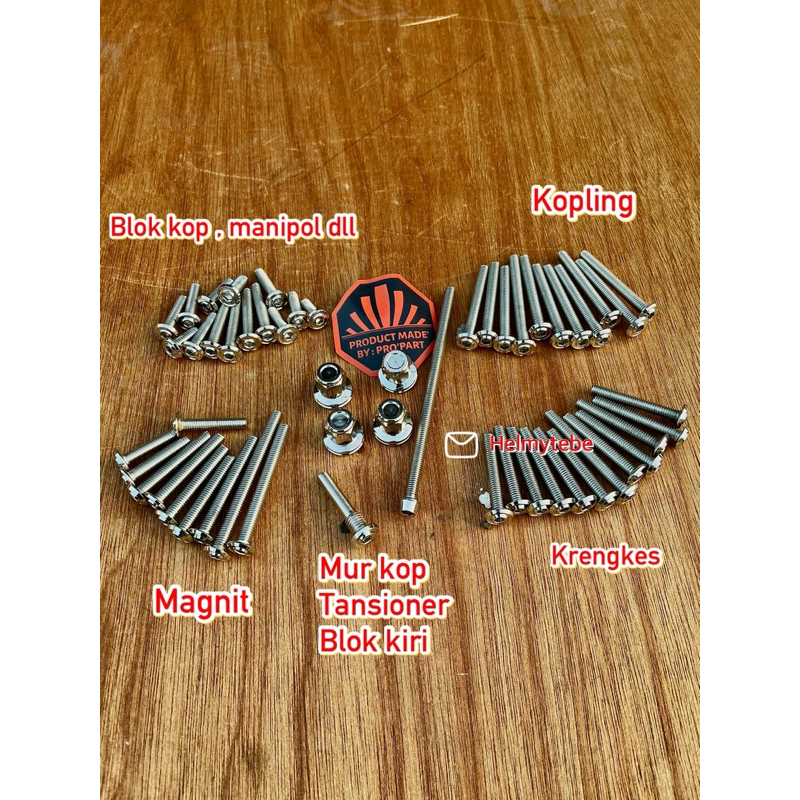 Jual baut L slim tipis bak kopling & bak magnet mesin CB GL MP tiger stainless minimalis / baut ...