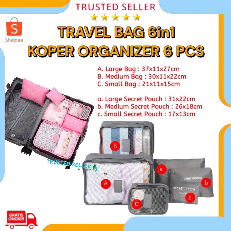 Jual C48C ALGAN TAS KOPER TRAVEL BAG 6IN1 KOPER ORGANIZER 6 PCS ...