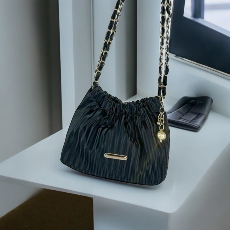 Jual Tas Wanita Bahu Kerut Kekinian dan Terbaru 2024 / Tas Rantai Gundu ...